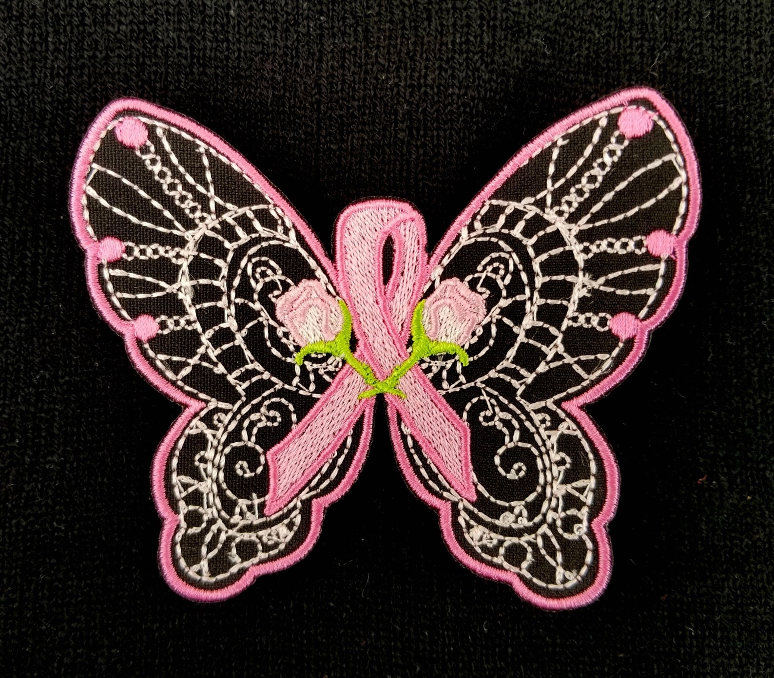 Breast Cancer Awareness Ribbon Butterfly style 6 Embroidered - Etsy