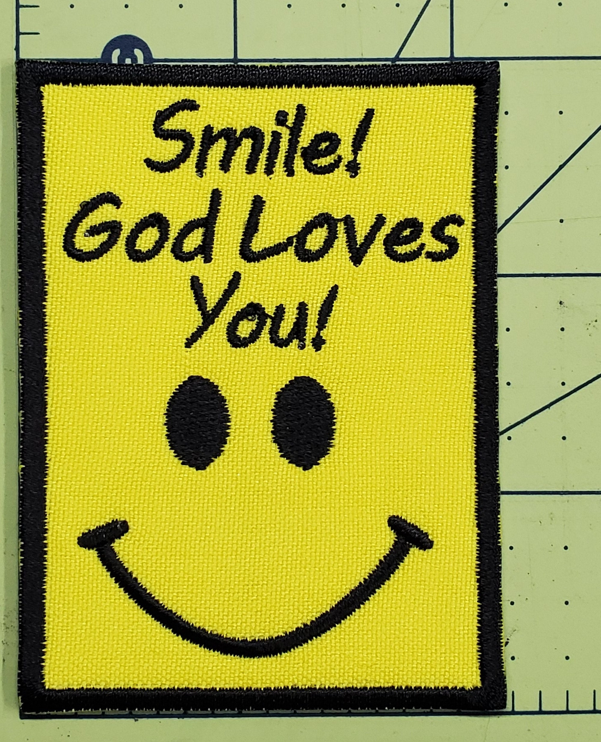 Smile! God Loves You! Smile Emoji Embroidered Applique Iron on Patch 2. ...