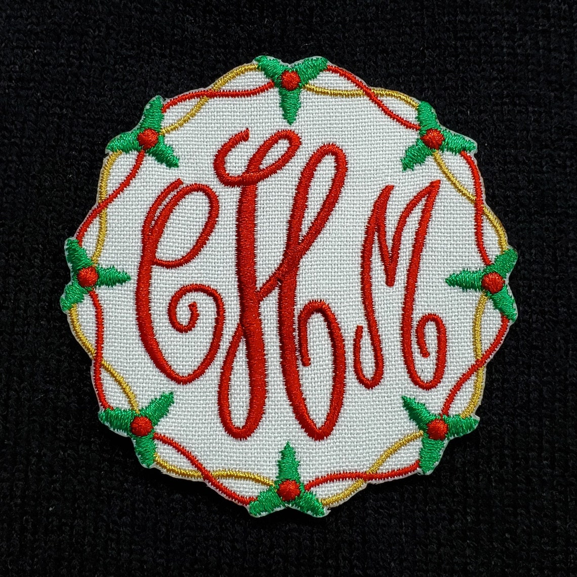 Christmas Stocking Monogram Patch 3 Round Custom - Etsy