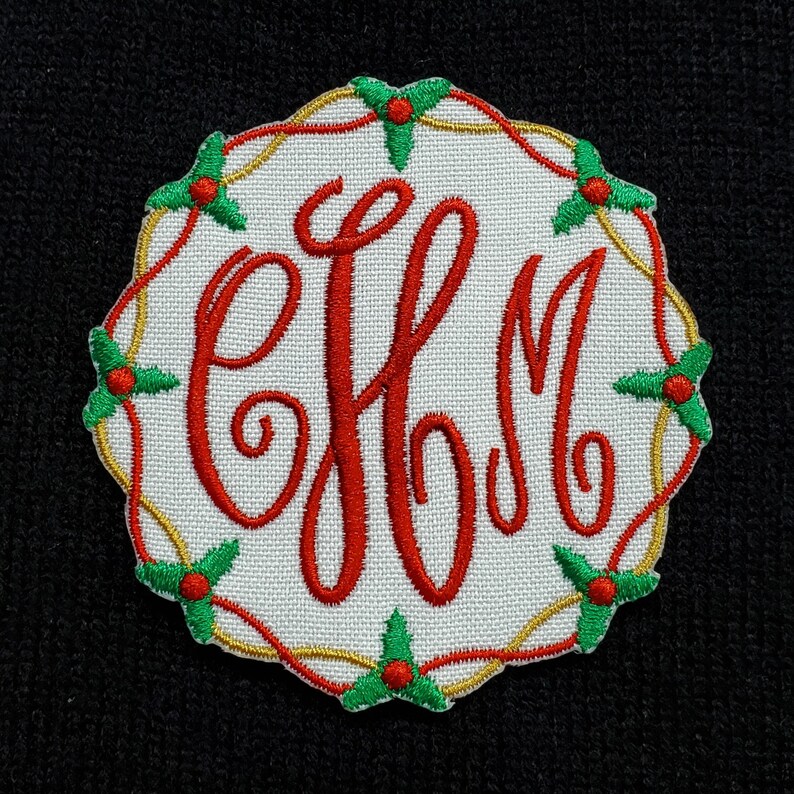 Christmas Stocking Monogram Patch 3 Round Custom - Etsy