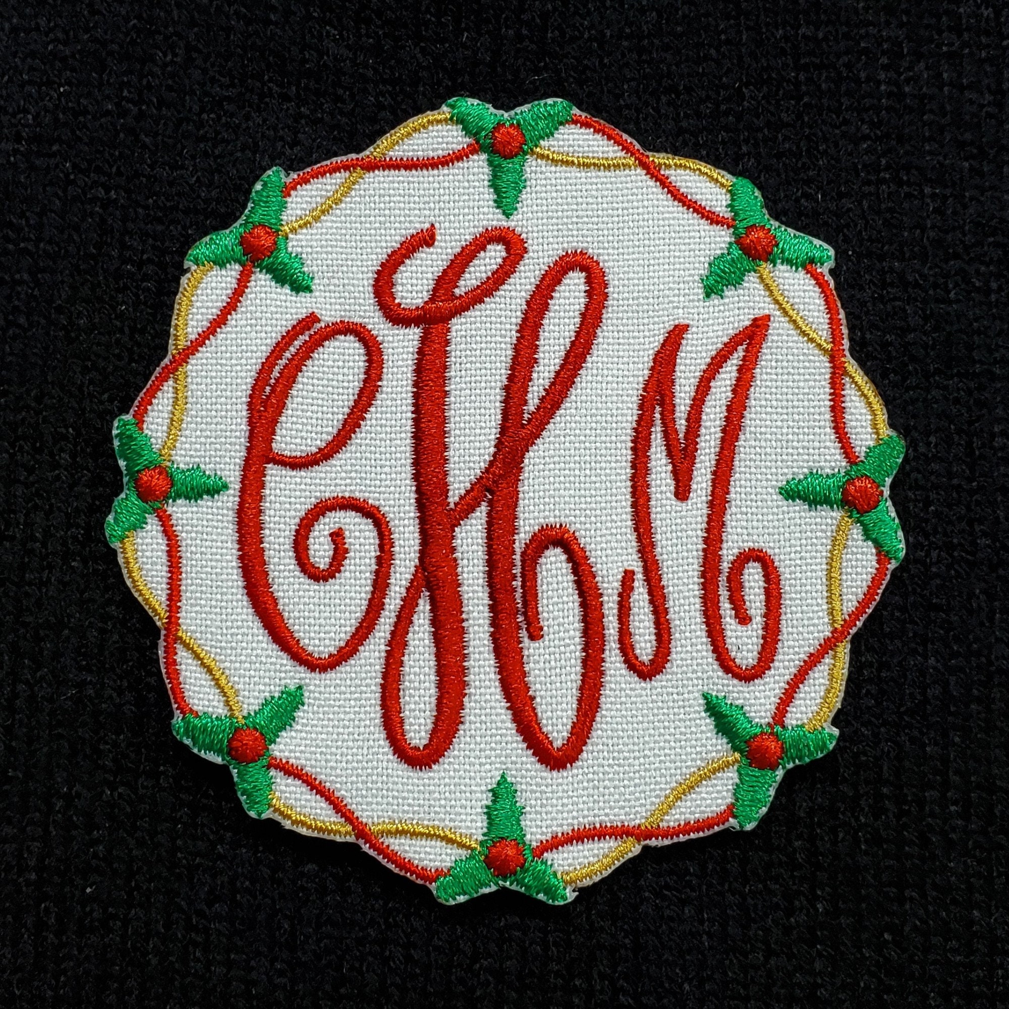 Christmas Stocking Monogram Patch 3 Round Custom - Etsy