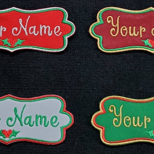 Christmas Stocking NAME PATCH - 5" X 2" Custom Personalized Iron on or ...
