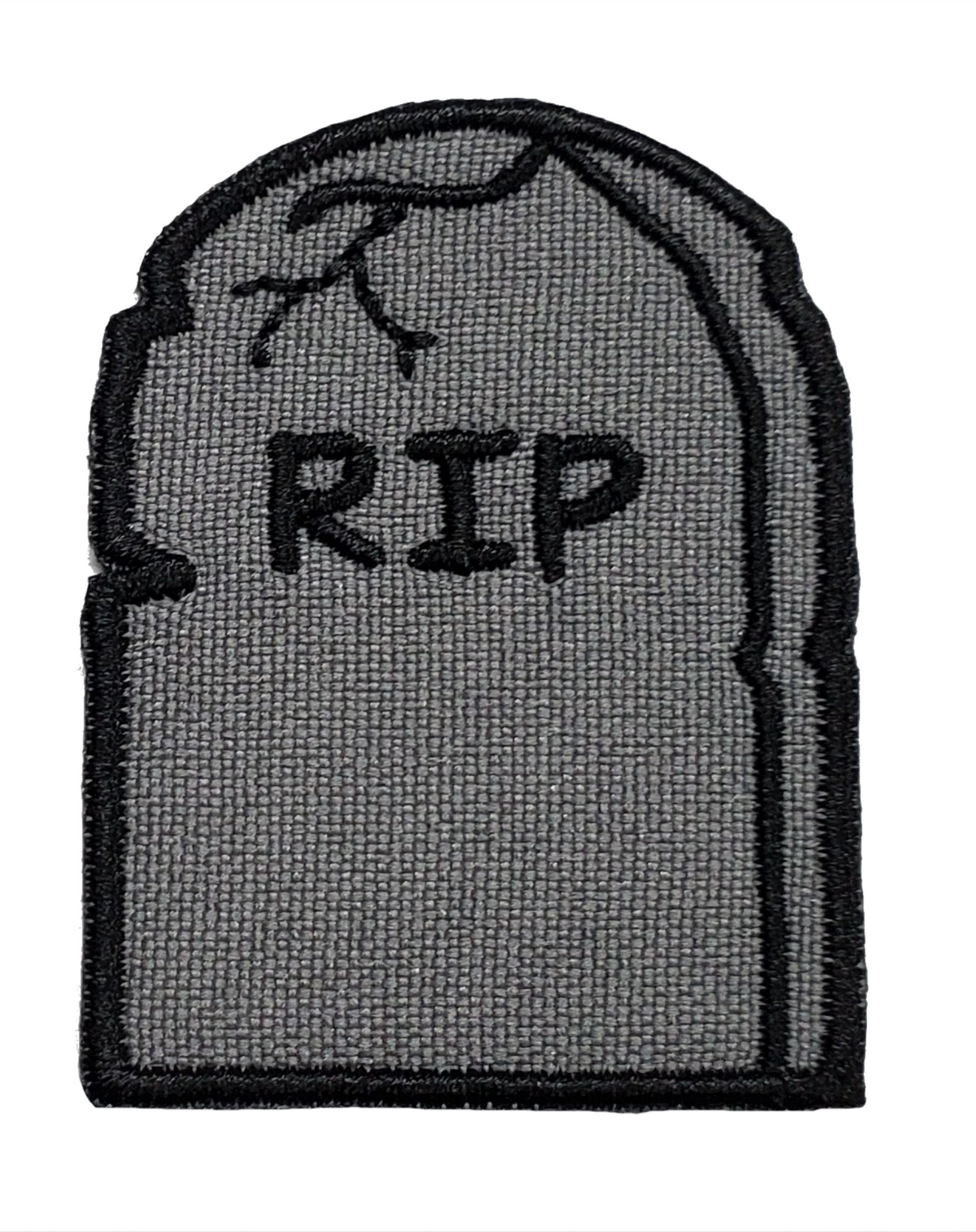 Tombstone Embroidered Applique Iron on Patch 1.5" X 2" RIP Cross ...