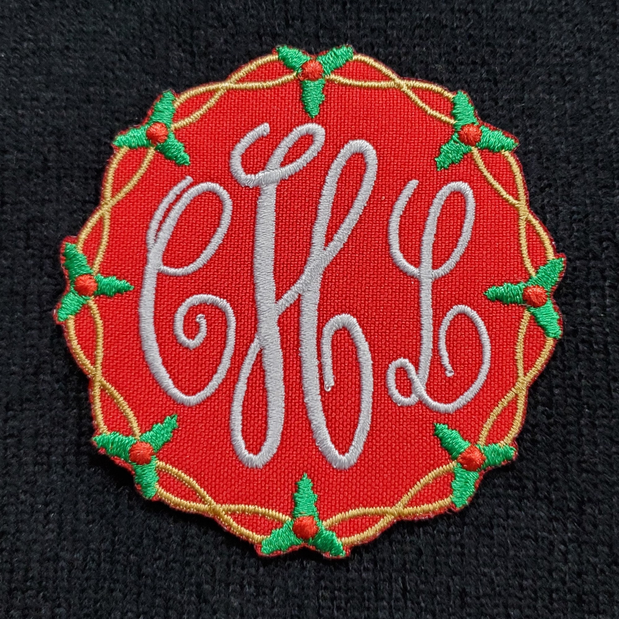 Christmas Stocking Monogram Patch 3 Round Custom - Etsy