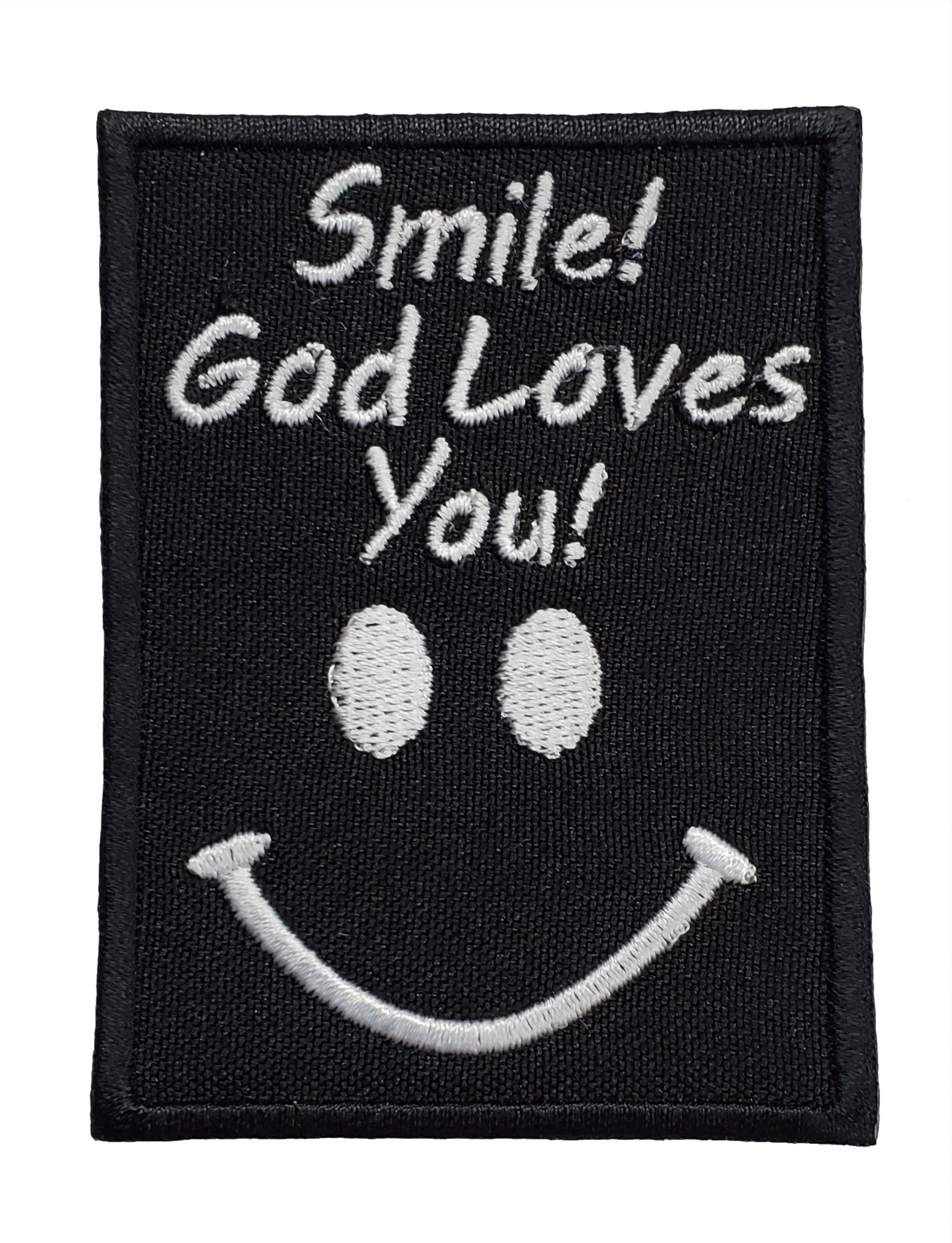 Smile God Loves You Smile Emoji Embroidered Applique Iron on - Etsy
