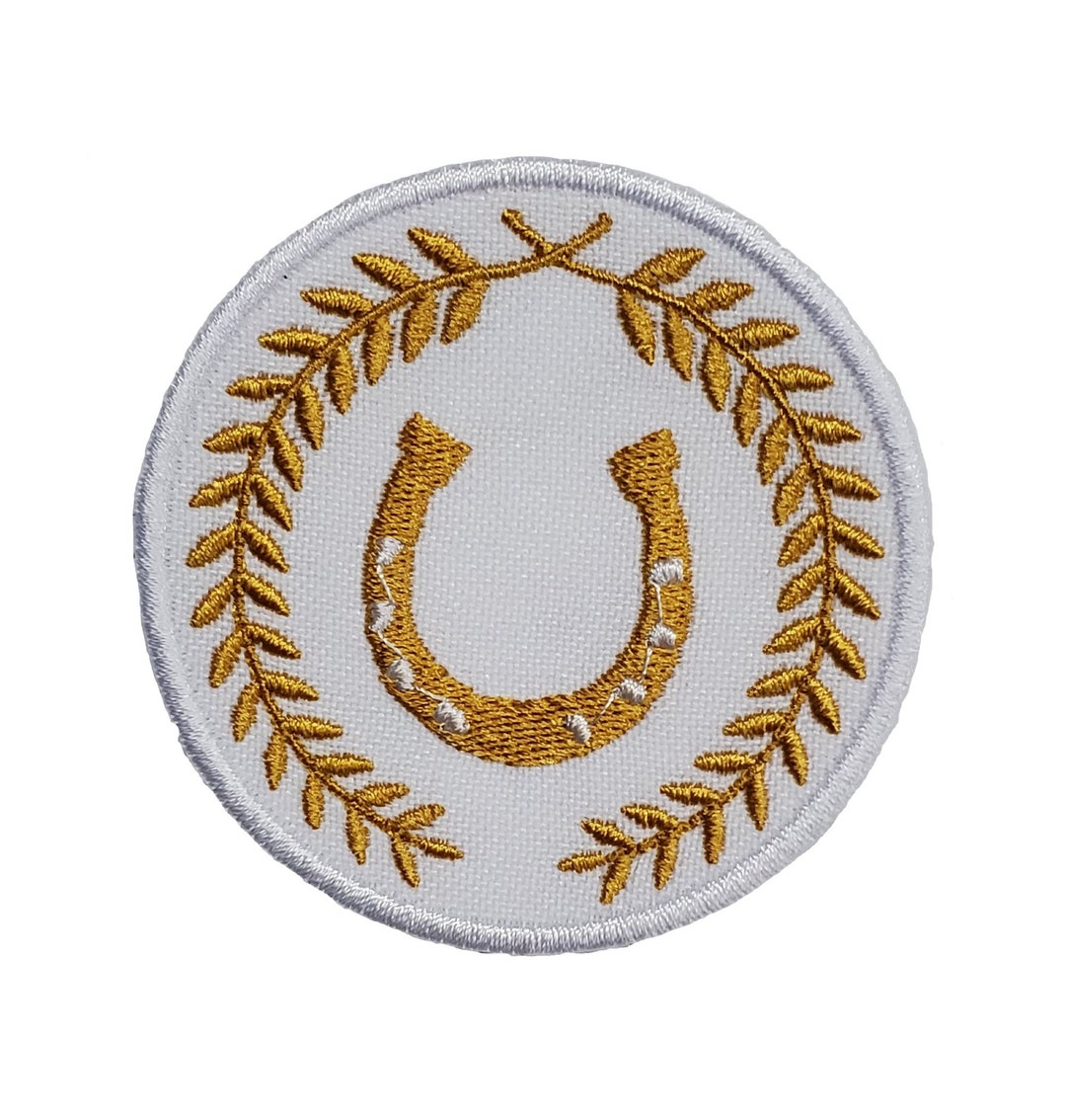 Laurel Wreath Horseshoe Embroidered Iron on Patch 2.5" Good Luck Cowboy ...