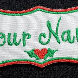 Christmas Stocking NAME PATCH - 5" X 2" Custom Personalized Iron on or ...