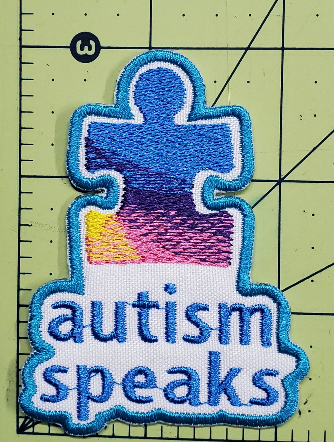 Autism Speaks Puzzle Piece Awareness Ribbon Embroidered Iron | Etsy