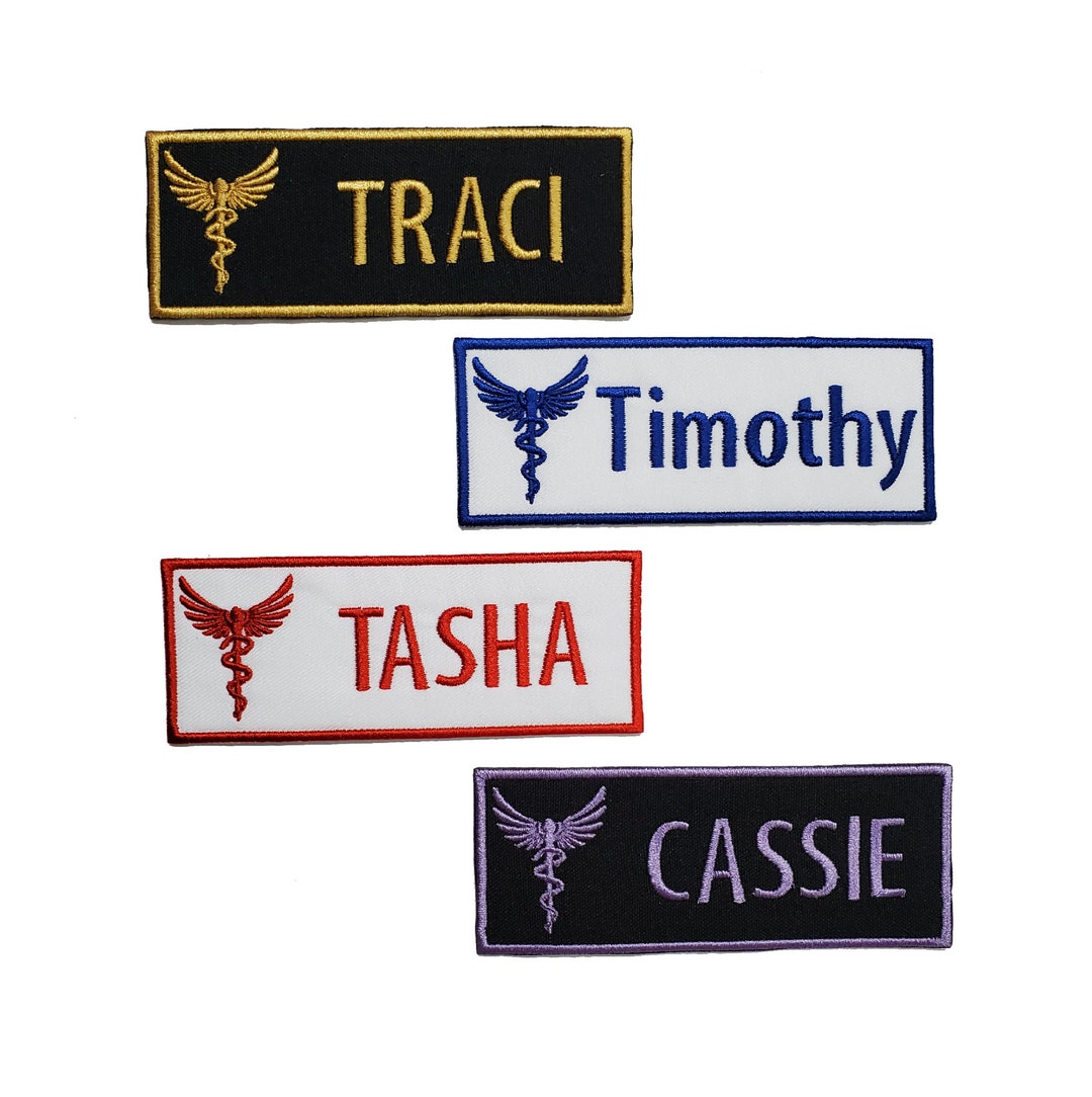 Caduceus Personalize Custom Embroidered Medical Name Tag Iron / Sew on ...