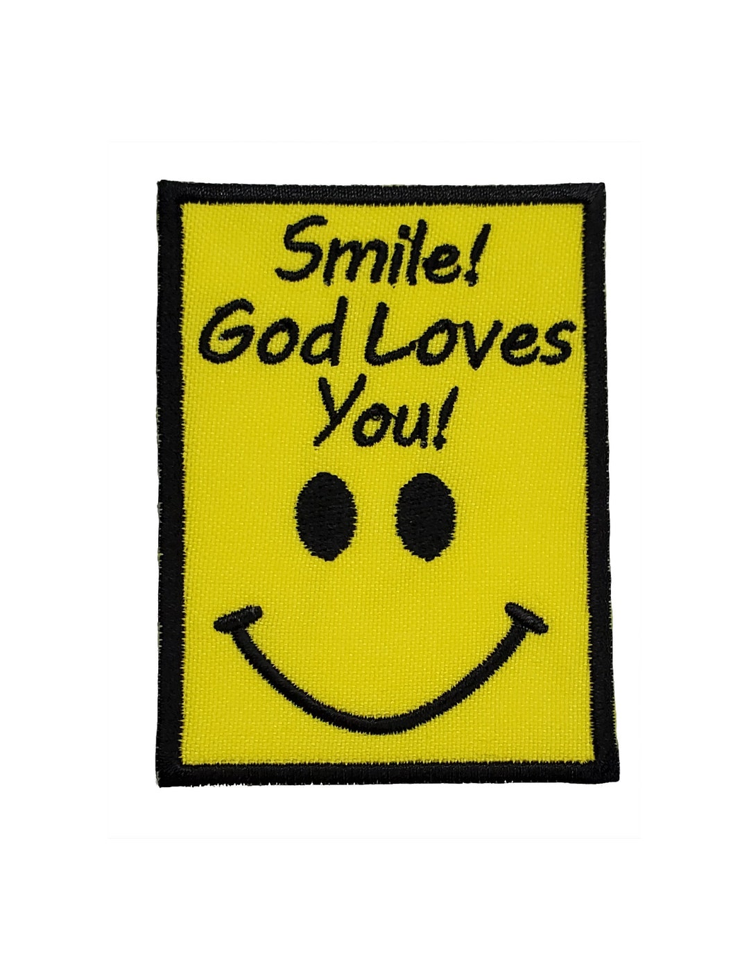 Smile! God Loves You! Smile Emoji Embroidered Applique Iron on Patch 2. ...