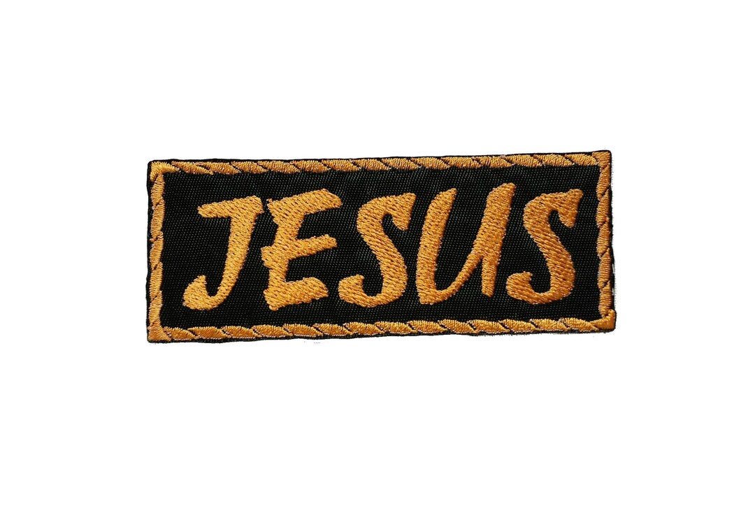 Jesus Gold on Black Iron-on Patch, Christian Applique (3.75" X 1.5") - Etsy
