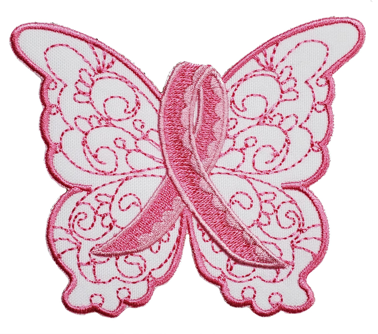 Breast Cancer Awareness Ribbon Butterfly style 1 Embroidered - Etsy