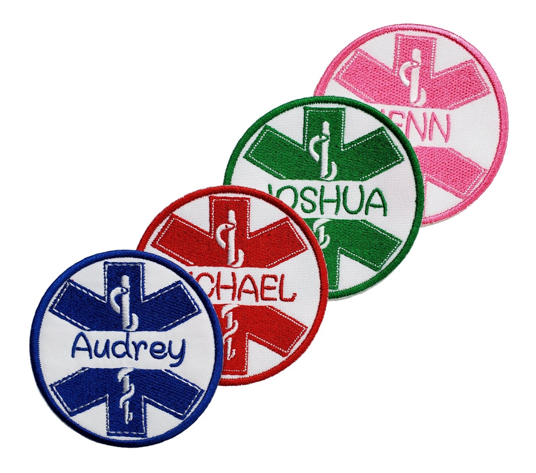 The Star of Life Personalize Custom Embroidered EMT AEMT Name Tag Iron ...