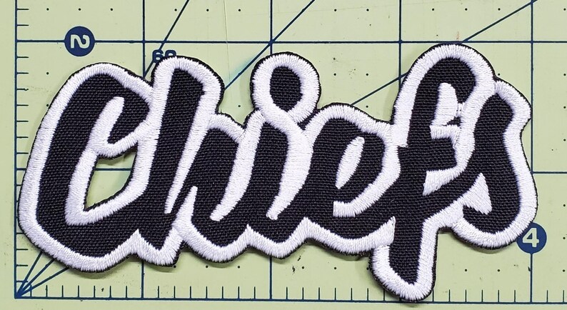 Chiefs Text Embroidered Applique Iron on Patch Various Sizes Team Name ...