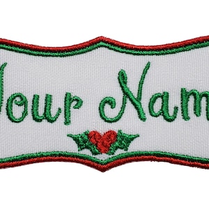 Christmas Stocking NAME PATCH - 5" X 2" Custom Personalized Iron on or ...