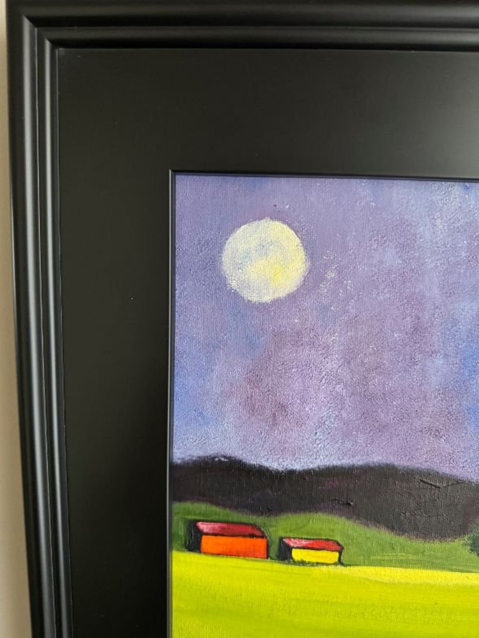 Moonlit Farm. Original Oil Painting. Black Frame. - Etsy