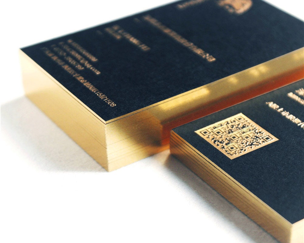 100 Luxury Gold Foil Business Cards Design and Print QR | Etsy UK