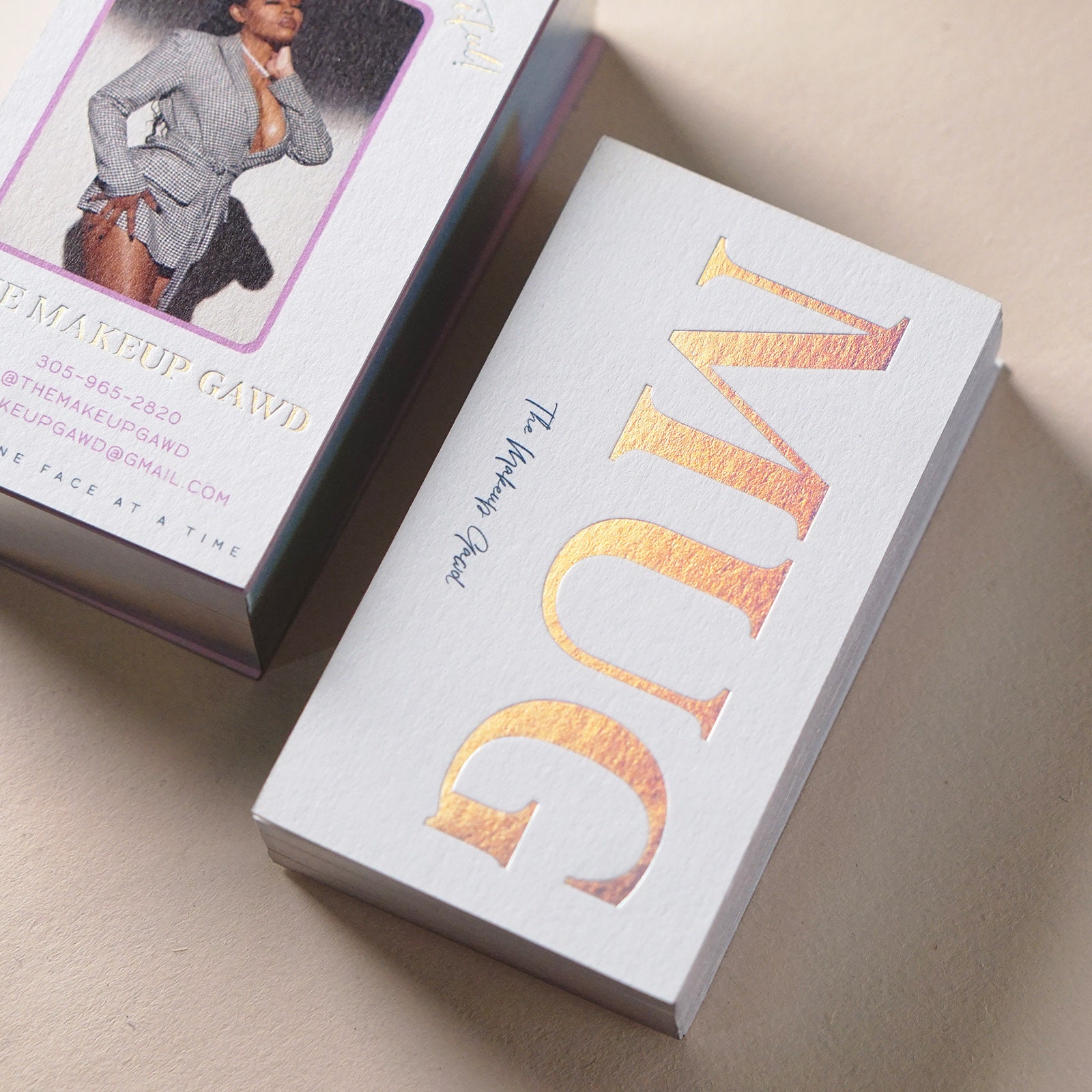 Luxury Holographic Foil,with Portrait Photo,full Color Business Card ...