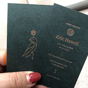 Dark Green Custom Gold Foil Business Cards With QR Code - Luxury ...