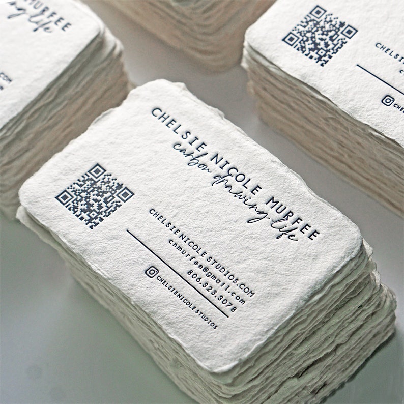Ultra Thick 350+gsm Handmade Paper Letterpress Business Cards, Deckled ...