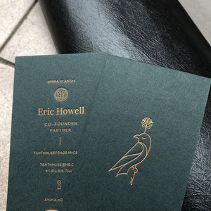 Dark Green Custom Gold Foil Business Cards With QR Code - Luxury ...