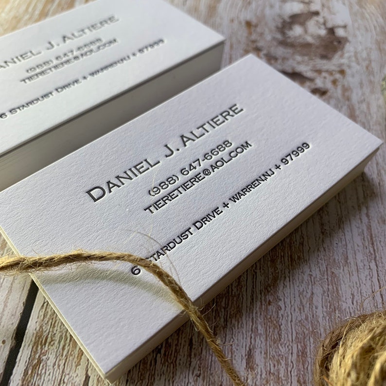 100 Custom Letterpress Business Cards - Modern Simple Luxury Design ...