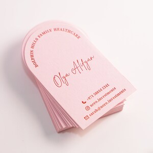 Customized Pink Paper Dome Cut Business Cards, Calling Cards Design and ...