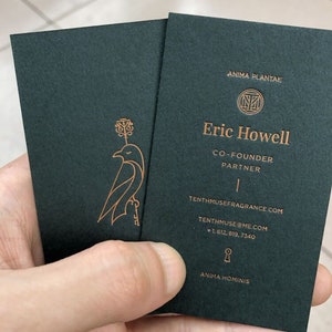 Dark Green Custom Gold Foil Business Cards With QR Code - Luxury ...