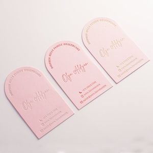 Customized Pink Paper Dome Cut Business Cards, Calling Cards Design and ...