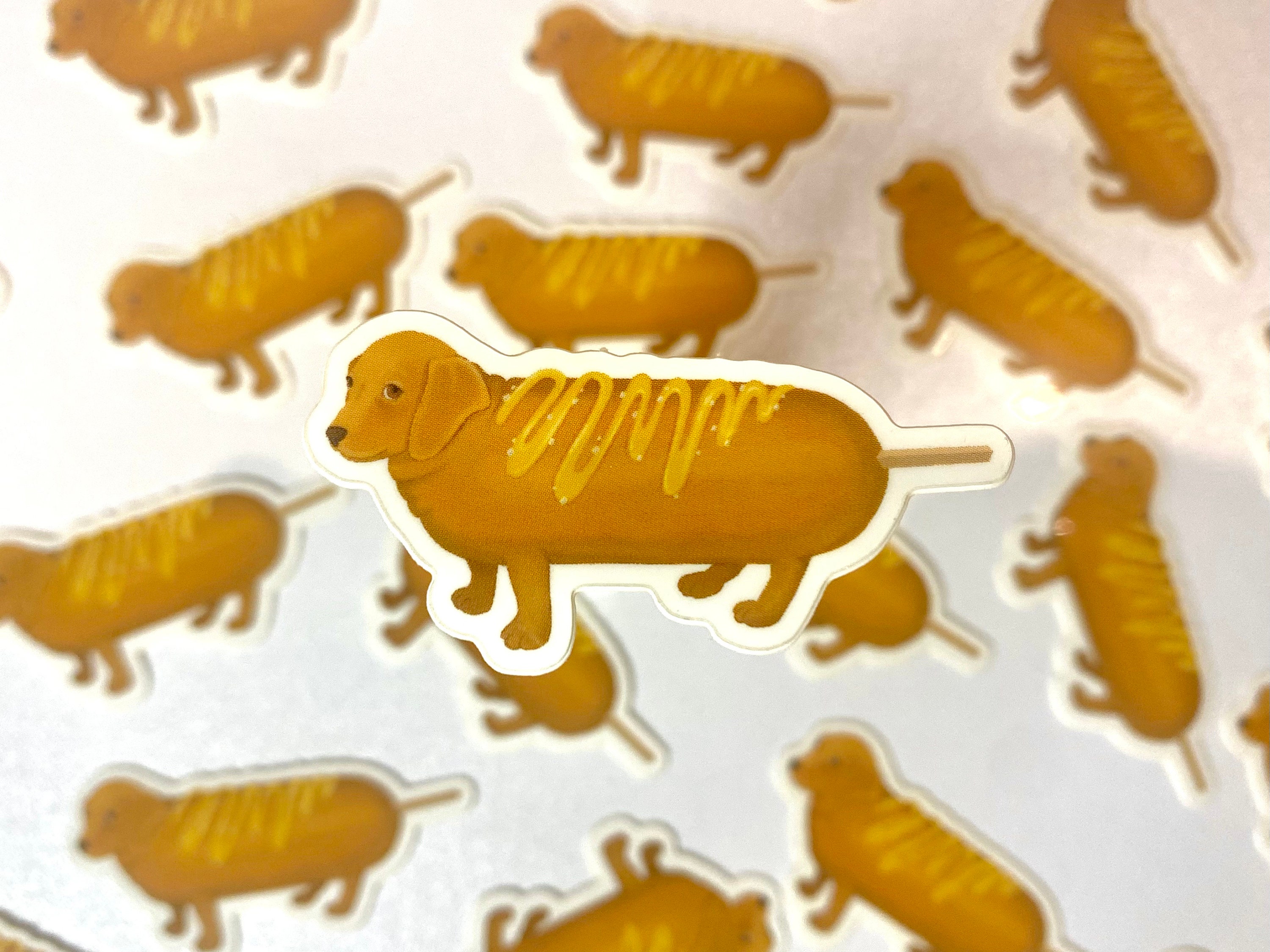 Pack of Three Corn Dog Stickers, Corndog, Sticker Pack, Cute, Dog, Cute ...