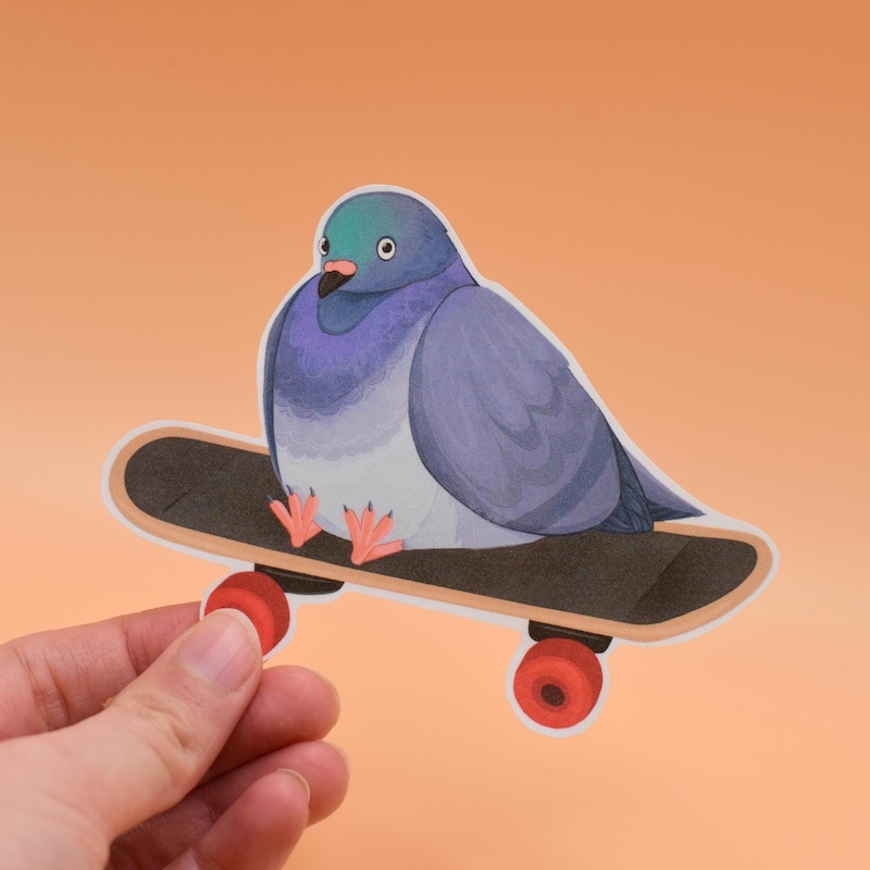 Pigeon Skateboard Sticker - Etsy
