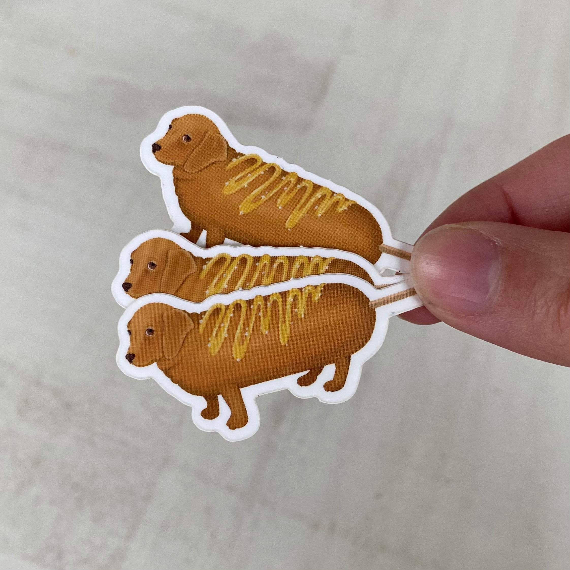 Pack of Three Corn Dog Stickers, Corndog, Sticker Pack, Cute, Dog, Cute ...