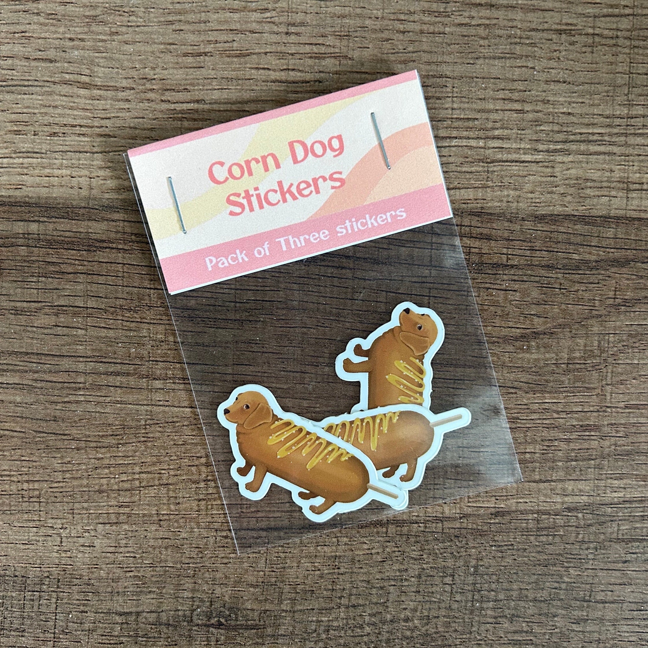 Pack of Three Corn Dog Stickers, Corndog, Sticker Pack, Cute, Dog, Cute ...