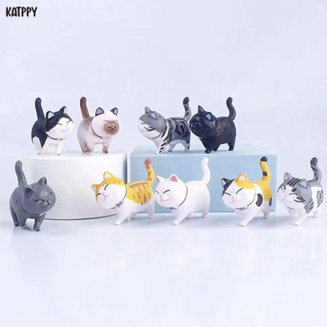 FG024 9pcs/set Kawaii Cute Cat Figurines Set Toy Figure Special Cartoon ...