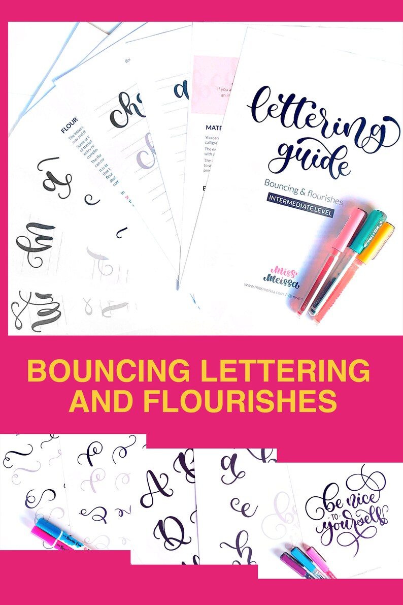 Bounce Lettering and Flourishes Workbook. Printable Guide With Key ...
