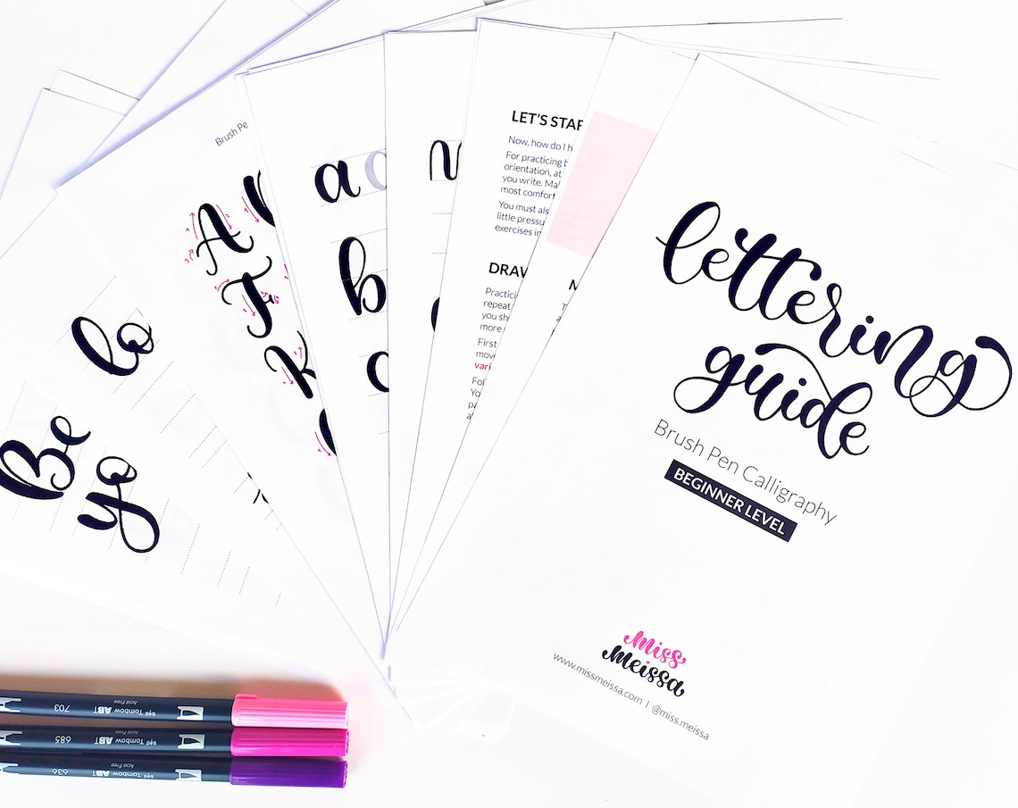 Brush Lettering Workbook for Beginners. Learn Calligraphy With Brush ...