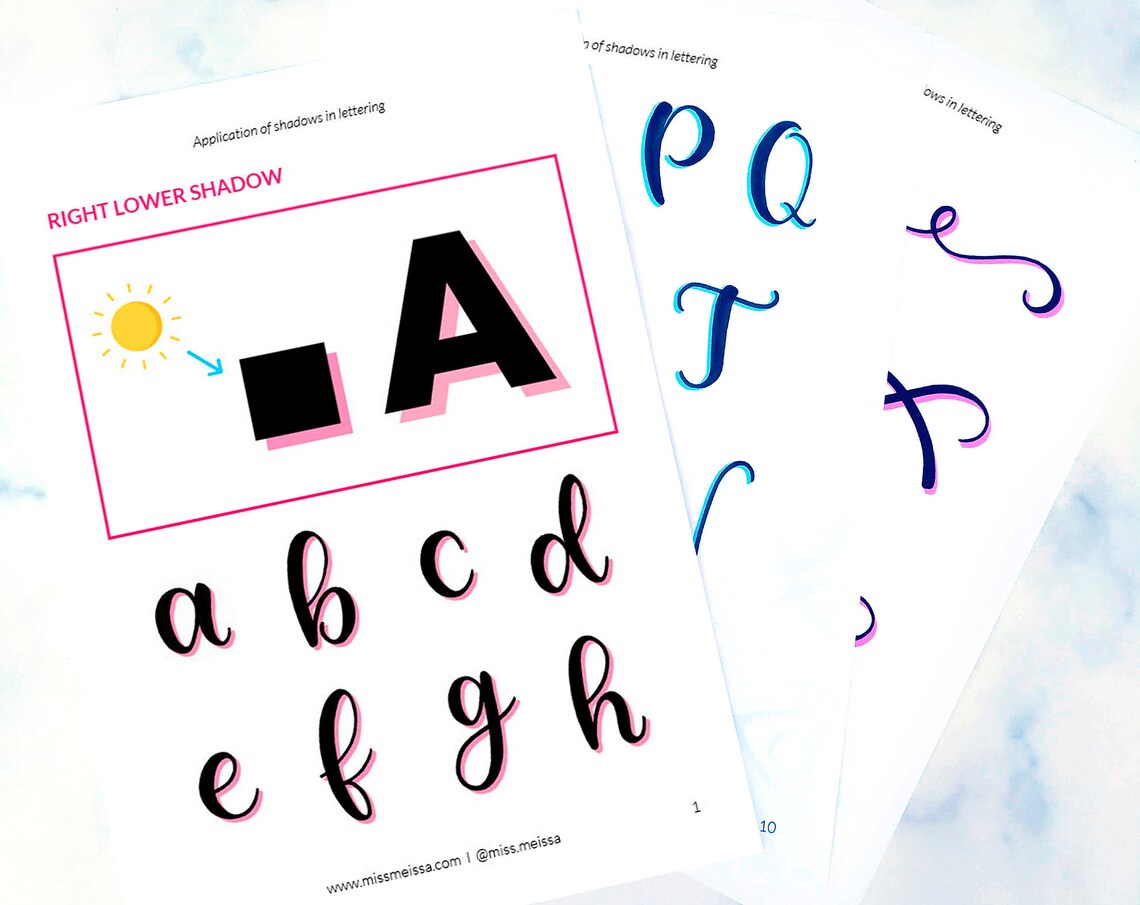 Lettering Worksheets: Learn to Apply Shadows on Lettering and ...
