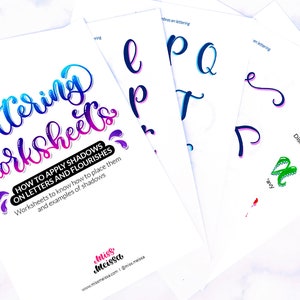 Lettering Worksheets: Learn to Apply Shadows on Lettering and ...