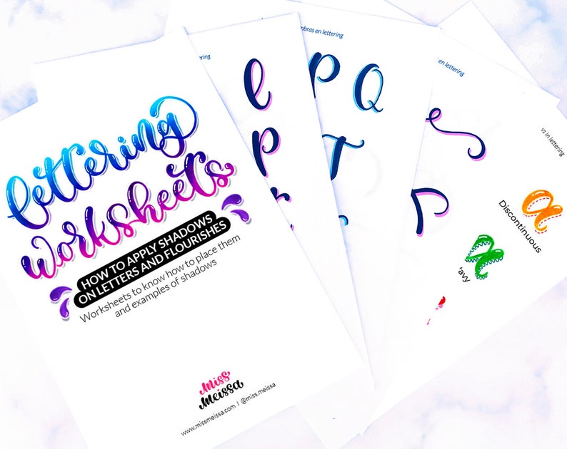 Lettering Worksheets: Learn to Apply Shadows on Lettering and ...