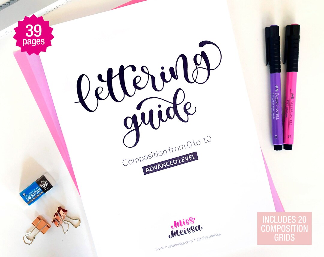 Lettering Composition From 0 to 10. Printable Lettering Guide With Key ...