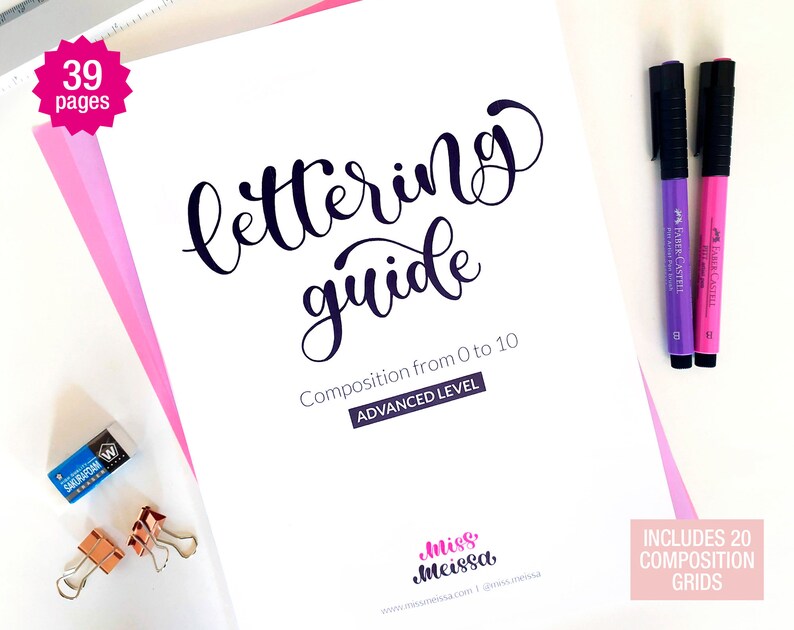 Lettering Composition From 0 to 10. Printable Lettering Guide With Key ...