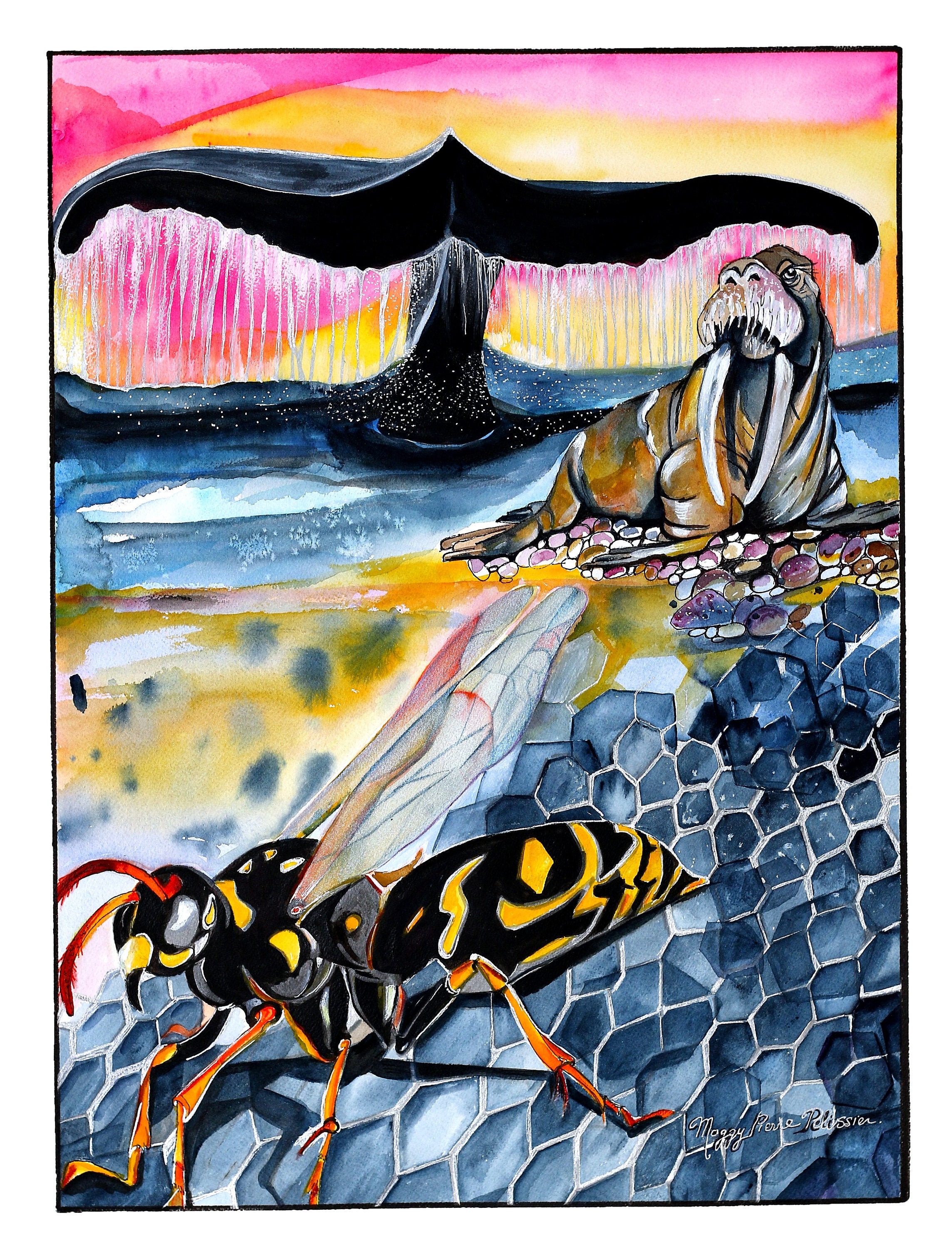 Whale - Walrus - Wasp - Illustration of the Letter W From the Book "the ...