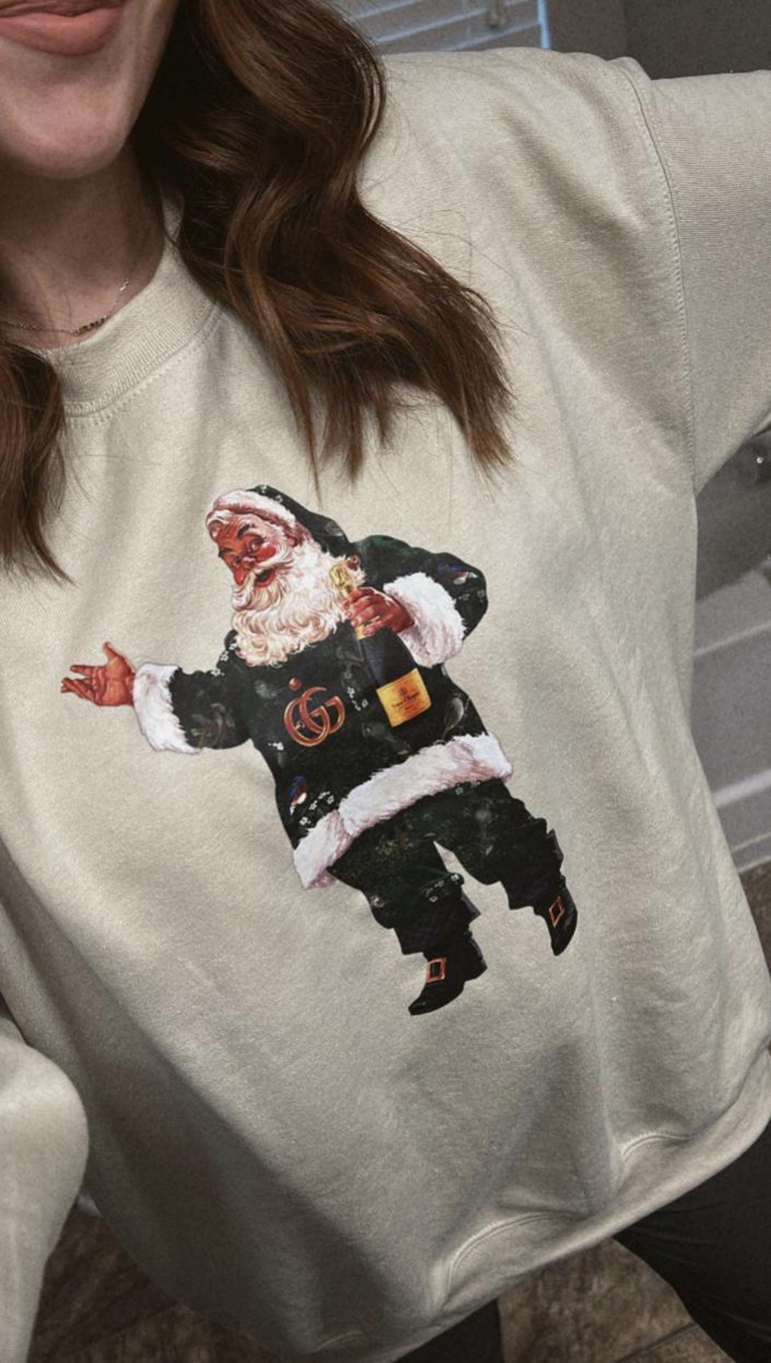 Boujee Santa Sweatshirt- Sand - Etsy
