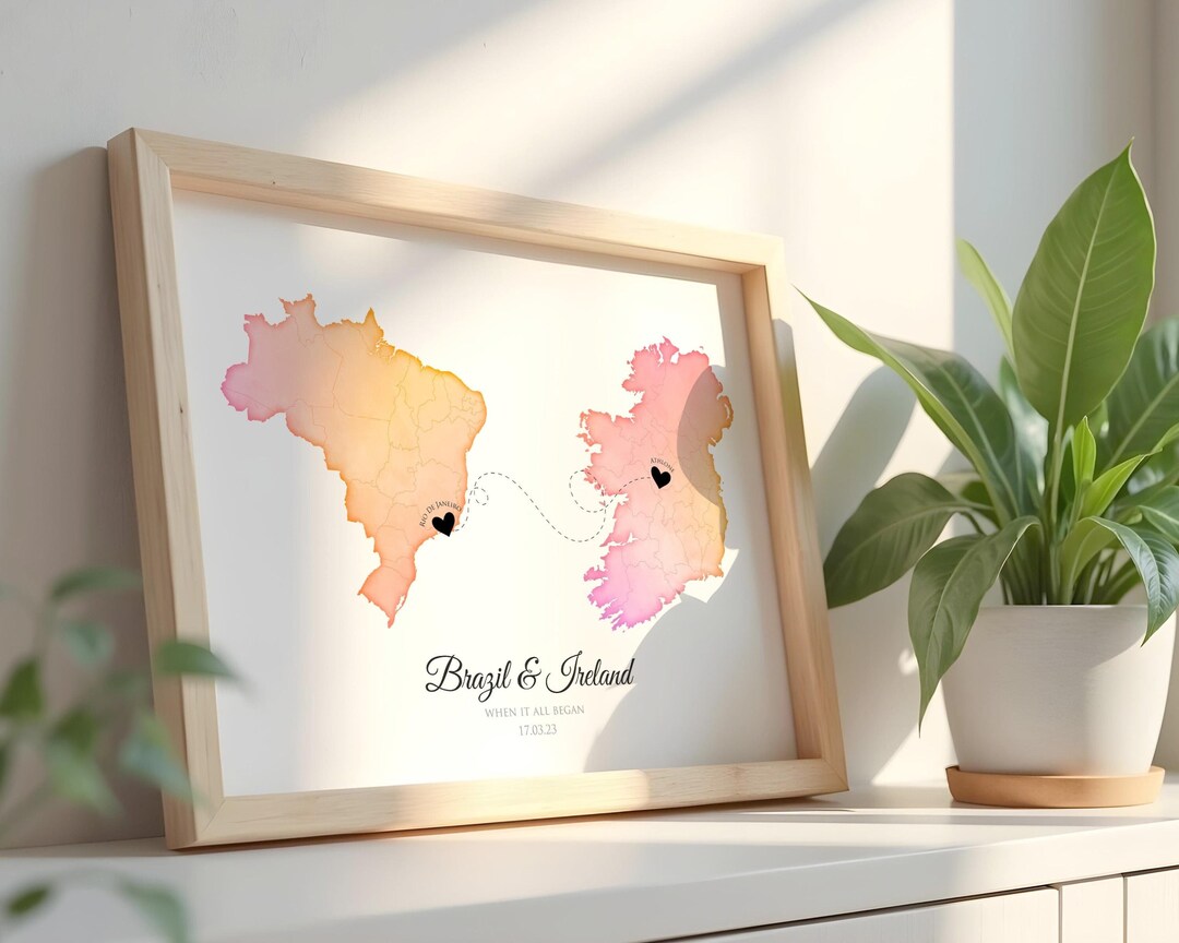 Custom Long-distance Map Gift, Unique Present for Lovers, Show Your ...