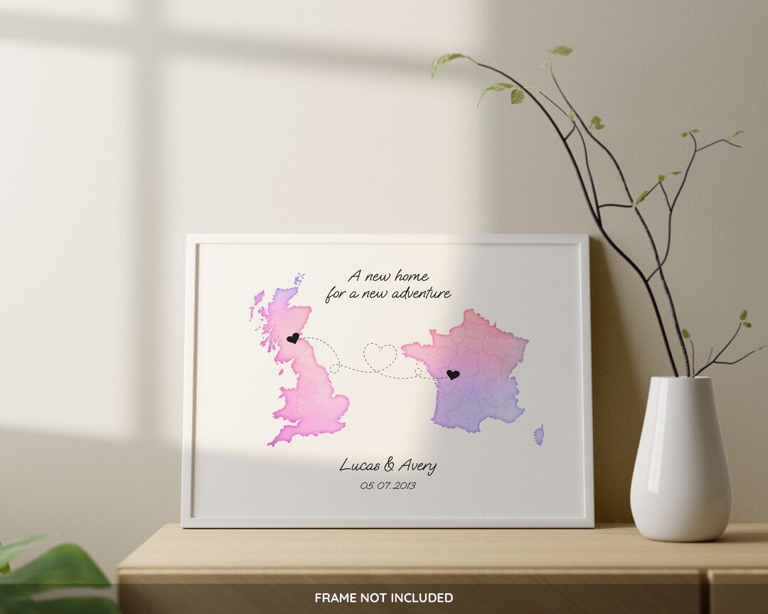 International Love Poster, Bestie Friendship Map, Long Distance ...