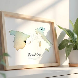 Personalized Keepsake for Couples, Long Distance Relationship Map ...