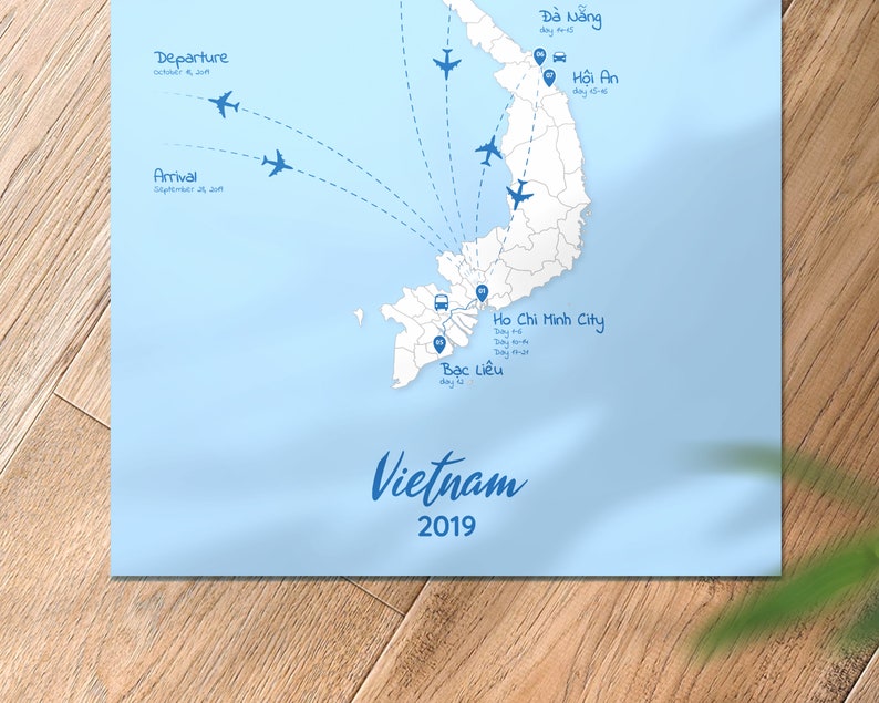 Custom Travel Map Personalised Adventure Trip Places - Etsy