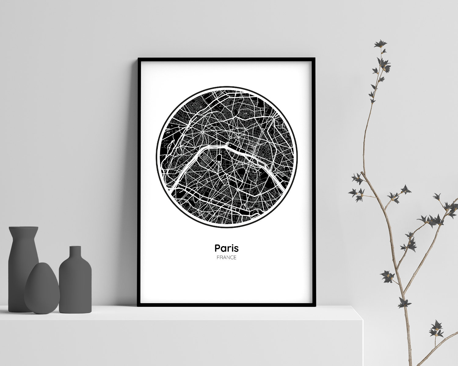 Inverted Styled City Map Circle Shape Custom Map Print - Etsy