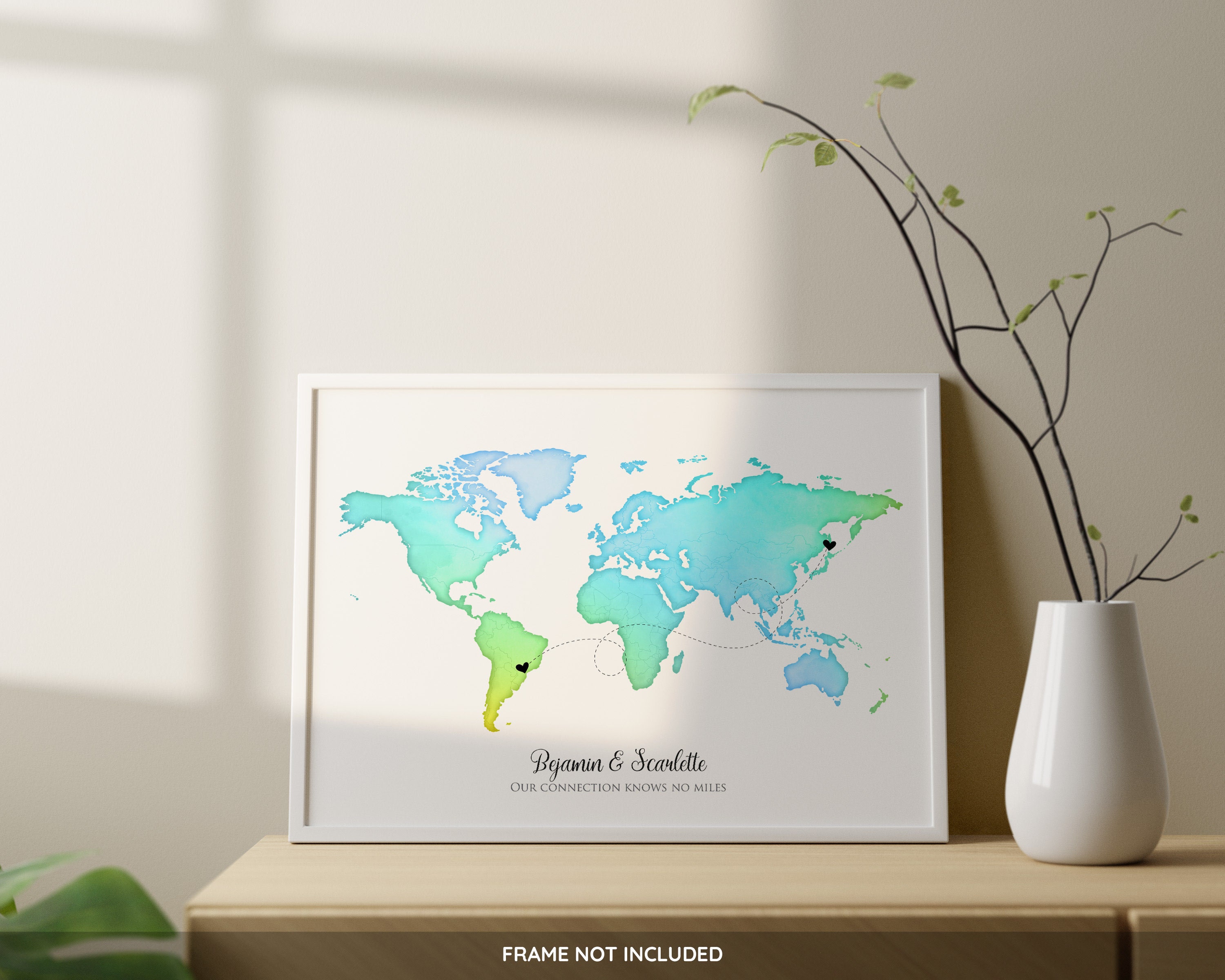 Personalised World Map Poster, Love Relationship Map, Custom Friendship ...