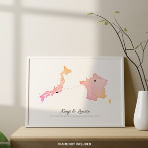 Custom Long Distance Map, Personalized International Love Poster ...